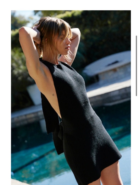 Free People | Dresses | Free People Black Backless Knit Mini Dress ...